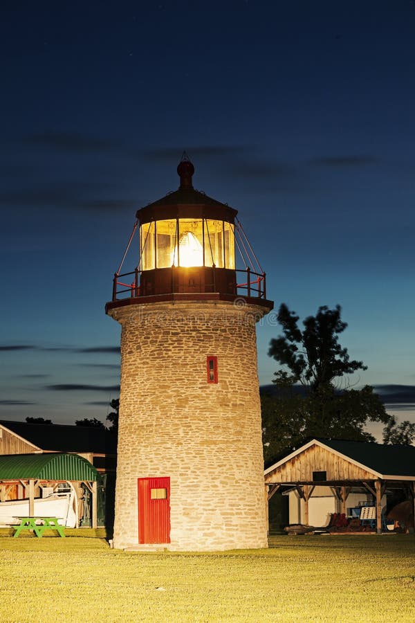 False Duck Island Lighthouse Stock Image - Image of night, forest: 51180779