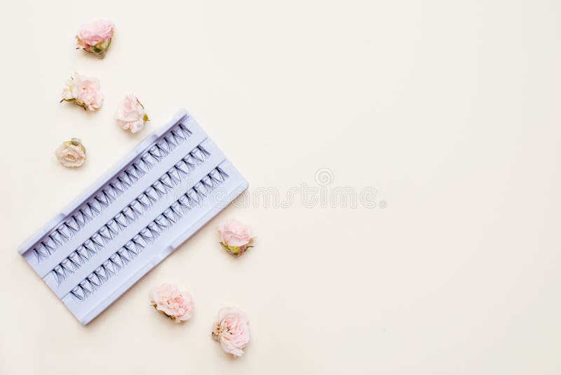 False Eyelashes Individual Lashes Pink Yellow Background Stock Photos ...
