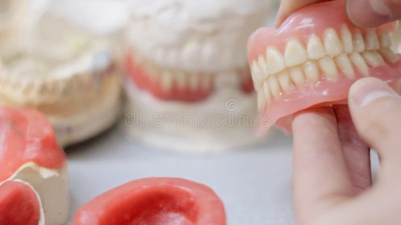 Snapping Dentures Jaw, Models of Jaws Stock Video - Video of dentistry ...