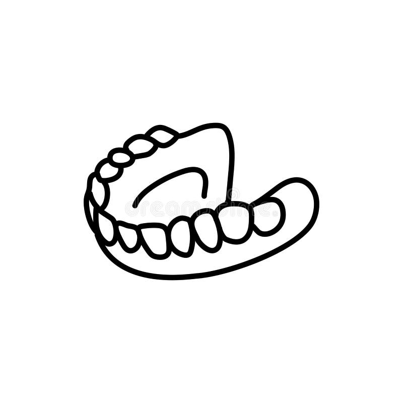 False Teeth Line Icon. Dental Prosthetic Stock Vector - Illustration of ...