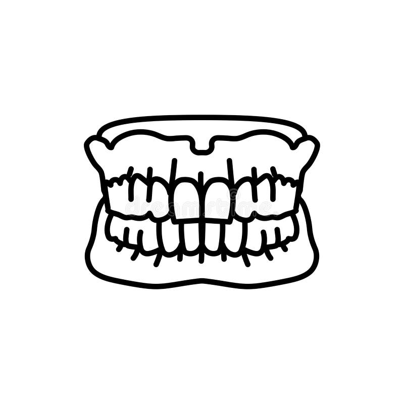 False Teeth Line Icon. Dental Prosthetic Stock Vector - Illustration of ...