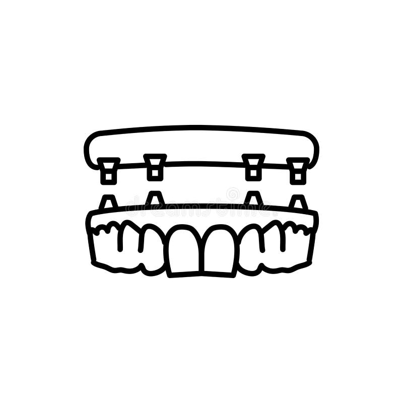 False Teeth Line Icon. Dental Prosthetic Stock Vector - Illustration of ...