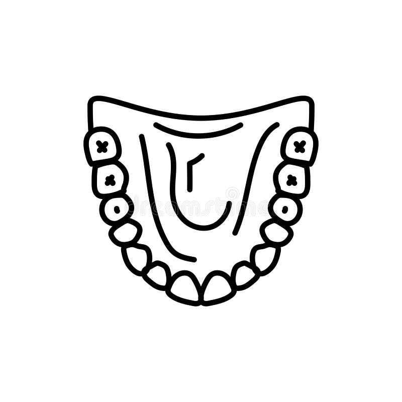 False Teeth Line Icon. Dental Prosthetic Stock Vector - Illustration of ...