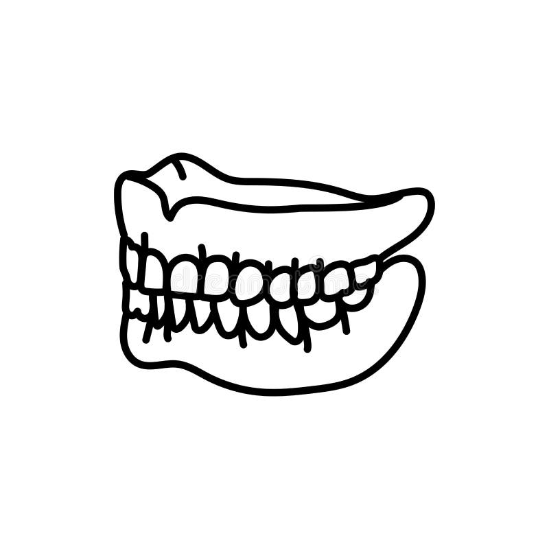 False Teeth Line Icon. Dental Prosthetic Stock Vector - Illustration of ...