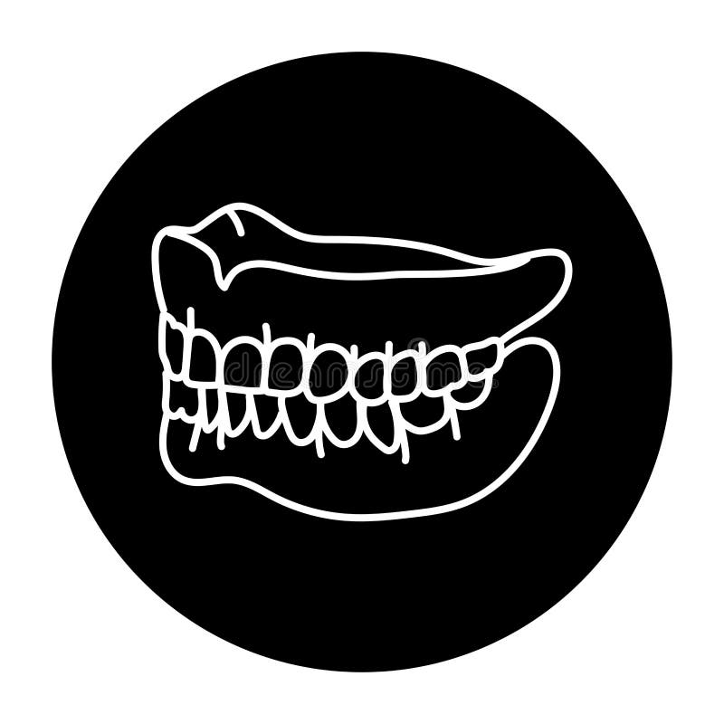 False Teeth Line Icon. Dental Prosthetic Stock Vector - Illustration of ...