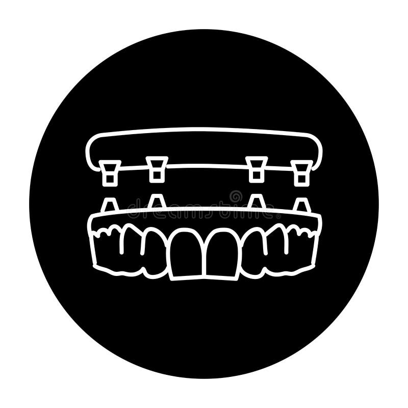 False Teeth Line Icon. Dental Prosthetic Stock Vector - Illustration of ...