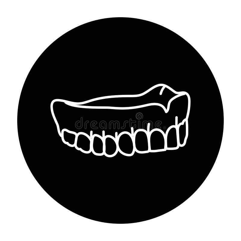 False Teeth Line Icon. Dental Prosthetic Stock Vector - Illustration of ...