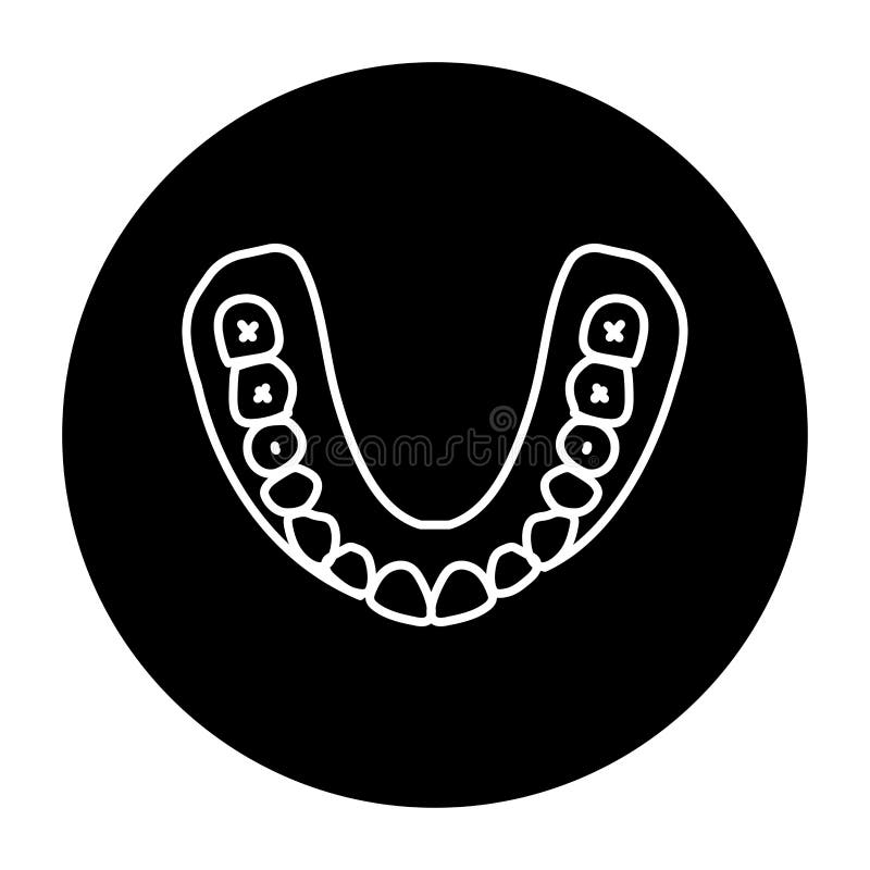 False Teeth Line Icon. Dental Prosthetic Stock Vector - Illustration of ...