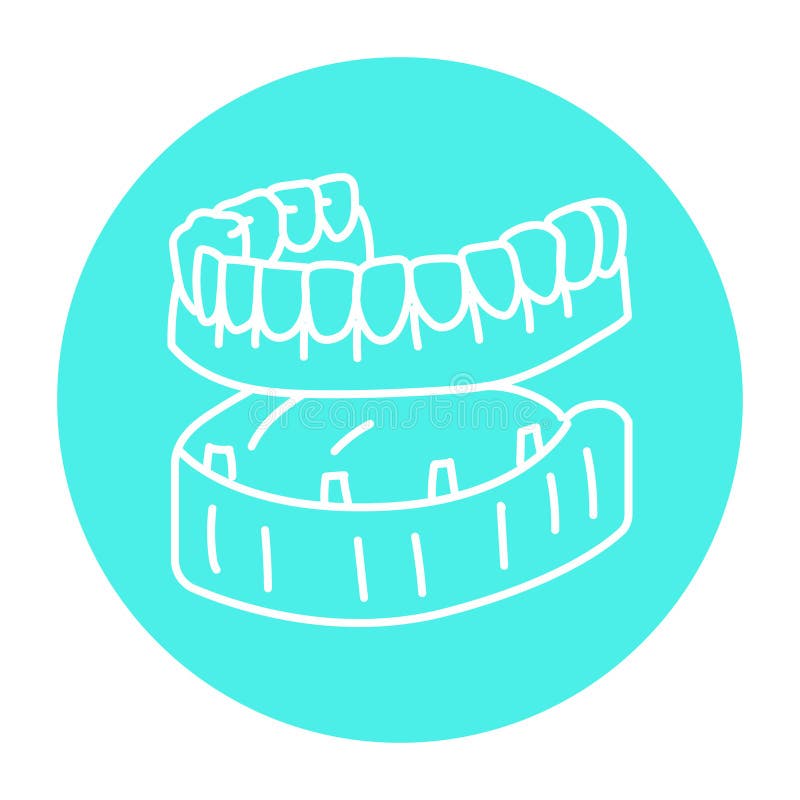 False Teeth Line Icon. Dental Prosthetic Stock Vector - Illustration of ...