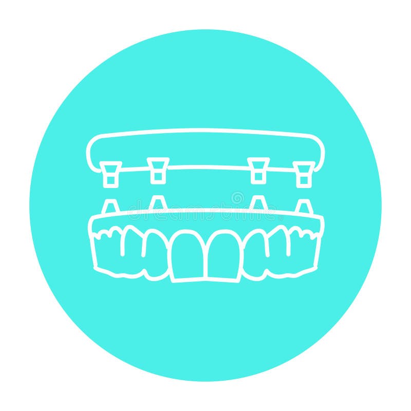 False Teeth Line Icon. Dental Prosthetic Stock Vector - Illustration of ...