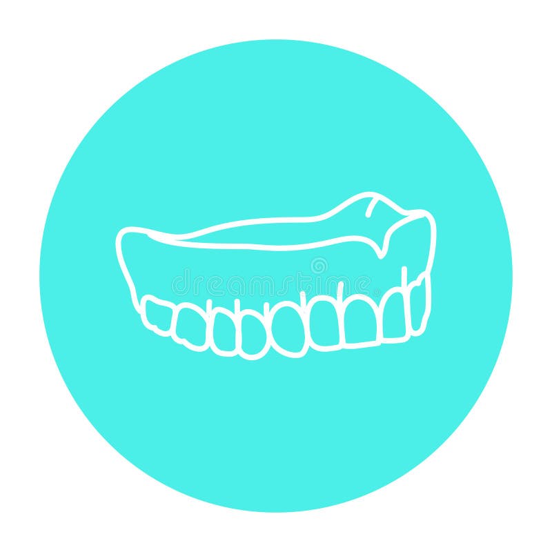 False Teeth Line Icon. Dental Prosthetic Stock Vector - Illustration of ...