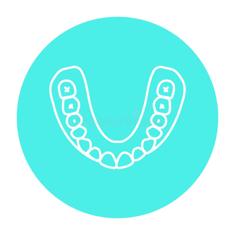 False Teeth Line Icon. Dental Prosthetic Stock Vector - Illustration of ...