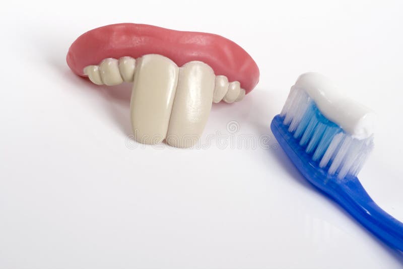 False teeth and toothbrush stock image. Image of brushing - 1869241