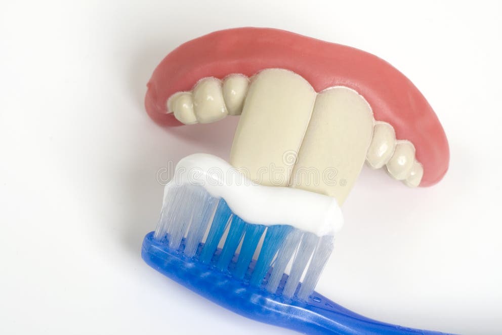 False teeth and toothbrush stock image. Image of ritual - 1869249