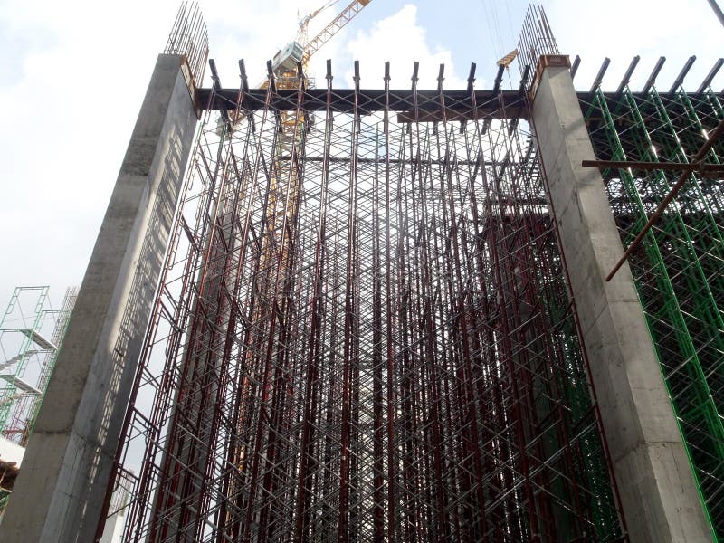 Falsework Work at the Construction Site. it Consists of Temporary ...