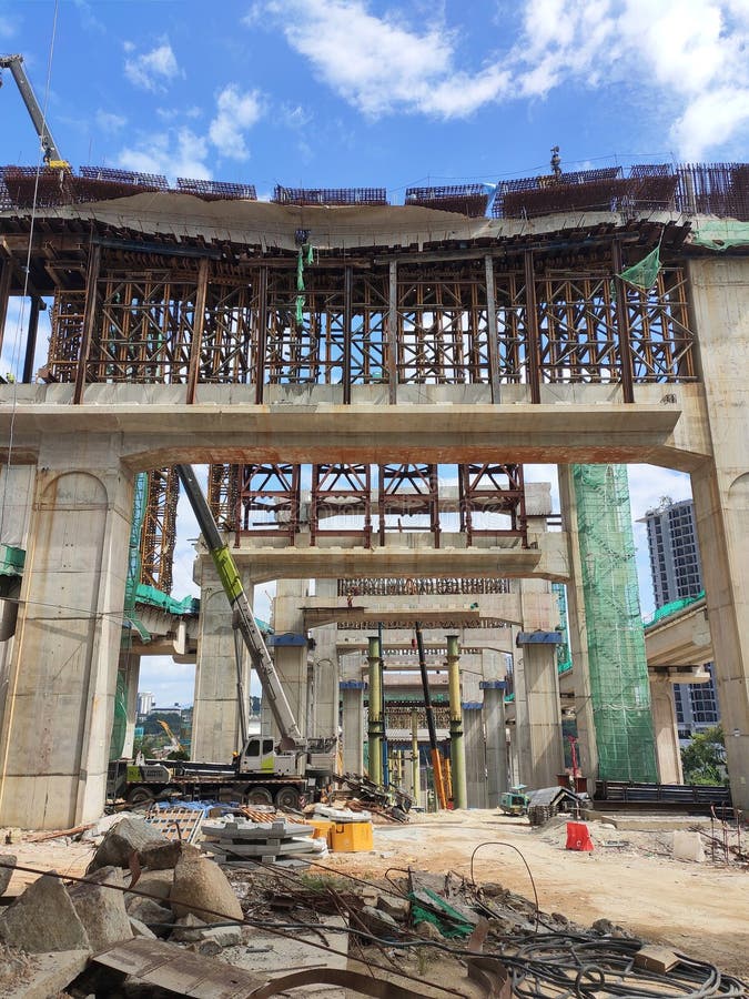 Falsework Work at the Construction Site. it Consists of Temporary ...
