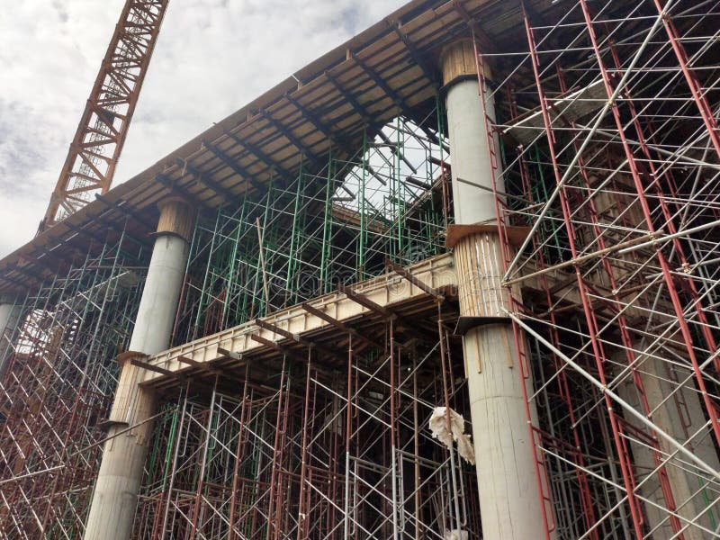Falsework Work at the Construction Site. it Consists of Temporary ...