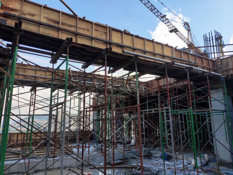 Falsework Work at the Construction Site. it Consists of Temporary ...