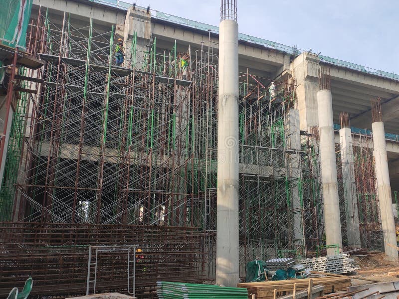 Falsework Work at the Construction Site. it Consists of Temporary ...