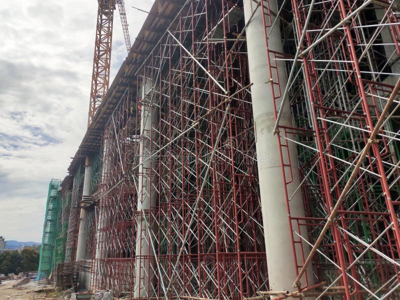 Falsework Work at the Construction Site. it Consists of Temporary ...