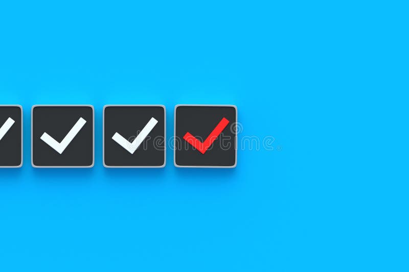 Falsification of Results. Red Check Mark on Button Stock Illustration ...