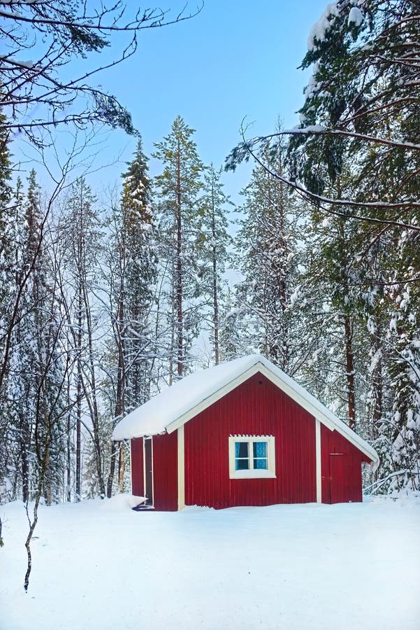 Falu Red Hut in the Swedish Forest Stock Image - Image of season, snow ...