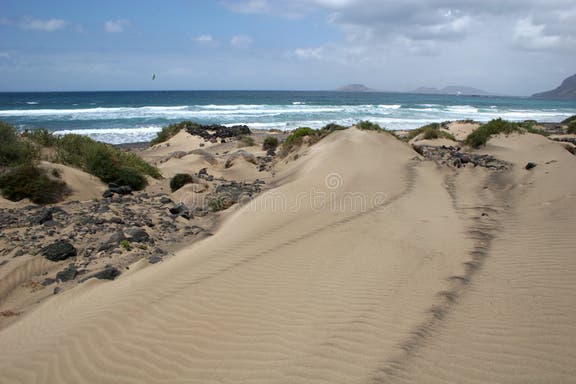 Famara beach stock photo. Image of dunes, canary, ripples - 16284126