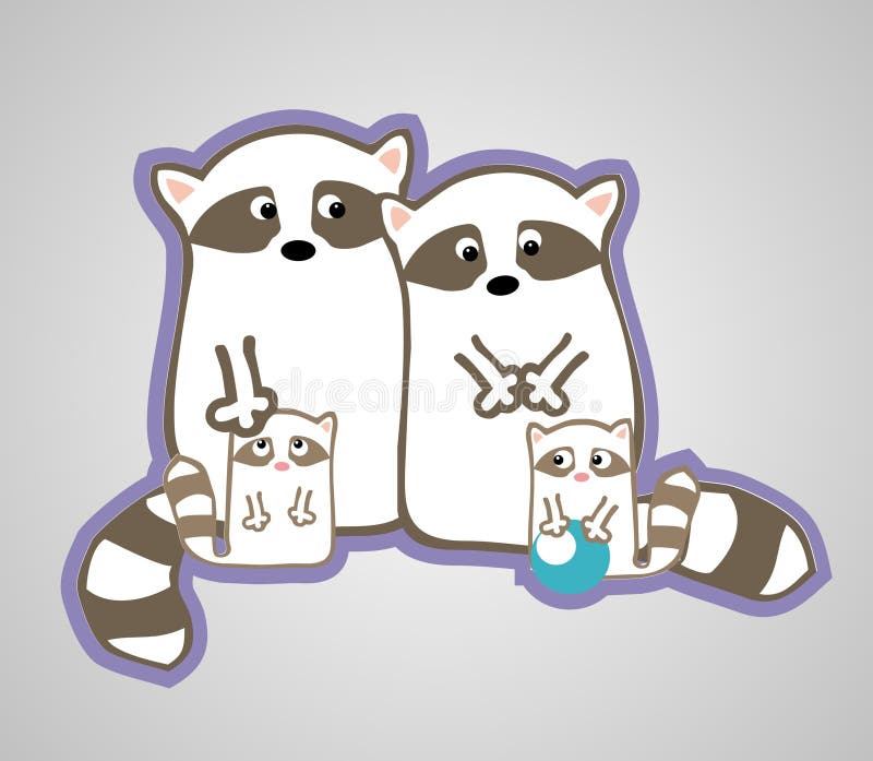 Familia del mapache ilustración del vector. Ilustración de padre - 34677889