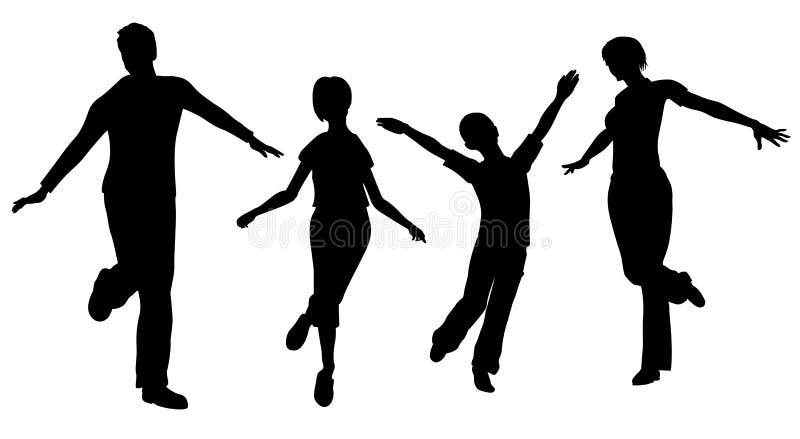 De Bewegende Mensen Silhouetteren Vector Vector Illustratie ...