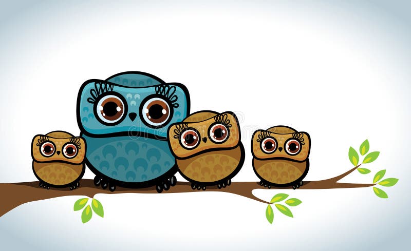 Familie van uilen. stock illustratie. Illustration of boom - 31474569