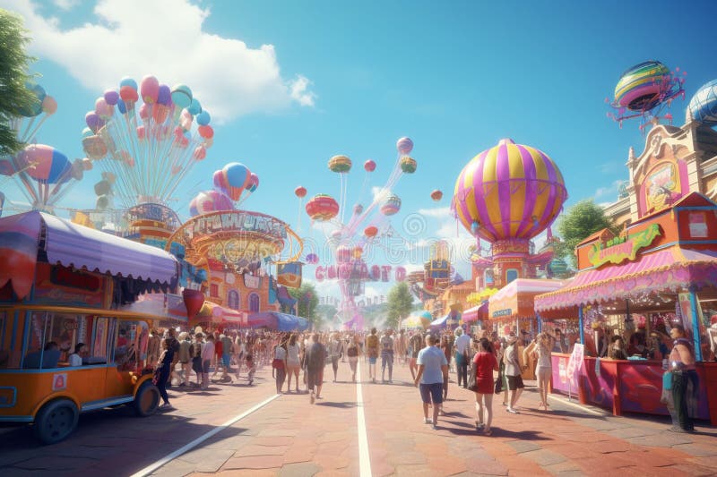 Families Enjoying a Day of Fun Activities and Stock Illustration ...