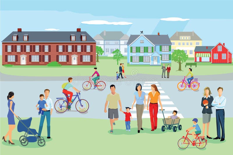 Street of Poor Neighborhood with Cartoon Children Playing. Stock Vector ...