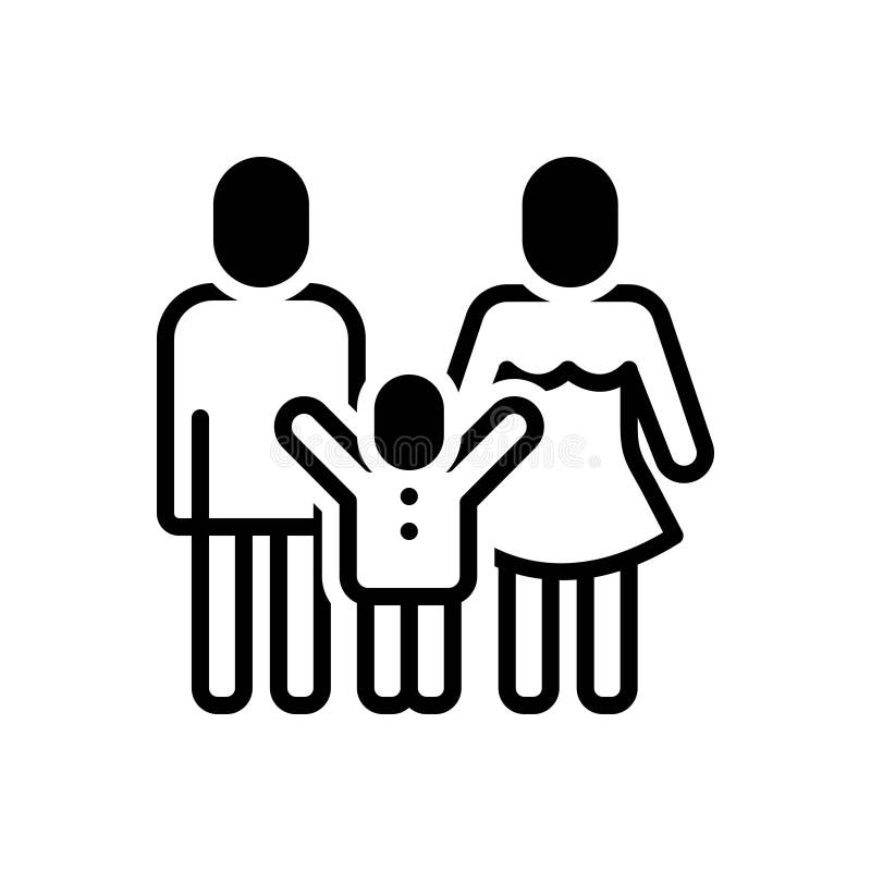 Black Solid Icon for Families, Family and Father Stock Illustration ...