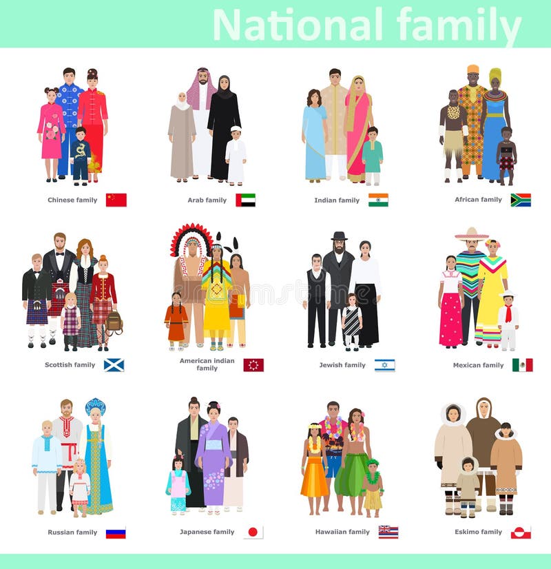 Families in National Costume, Vector Illustration Stock Vector ...
