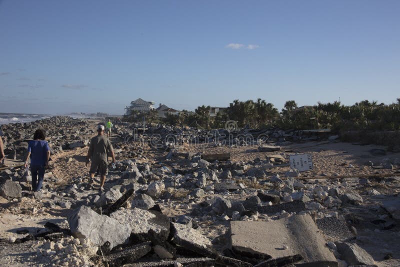 Families Walking Down the Destroyed Old A1A Highway Editorial Image ...