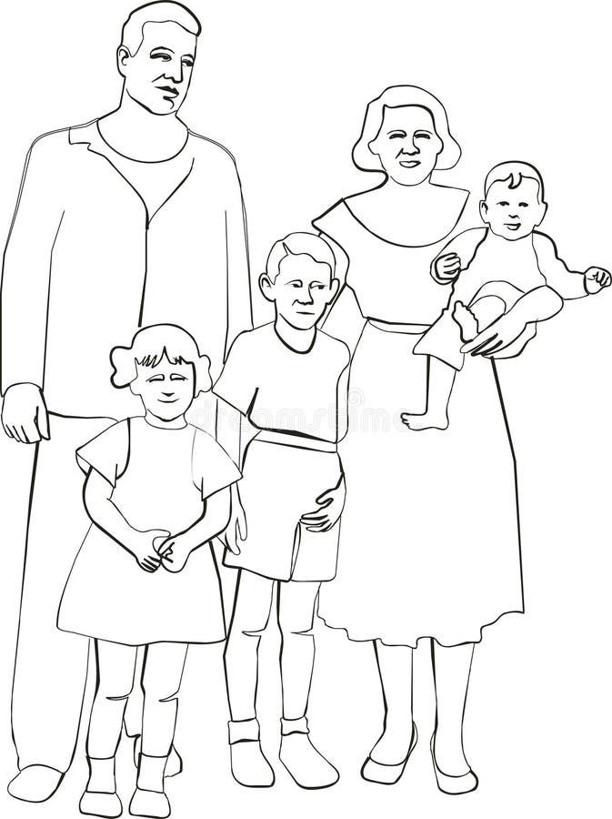 Continu Illustration Famille Heureuse De Vecteur De Dessin Au Trait D