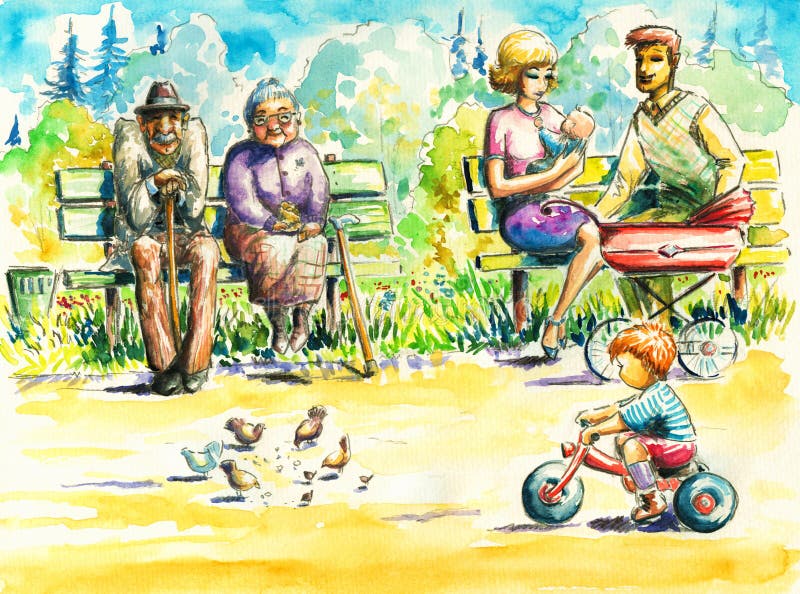 Family at Picnic. Find 10 Hidden Objects in the Picture Stock Vector ...