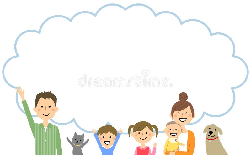 Happy Family, Speech Bubble Stock Illustration - Illustration of ...