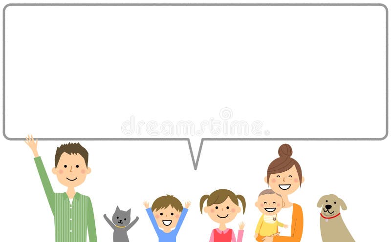 Happy Family, Speech Bubble Stock Illustration - Illustration of ...