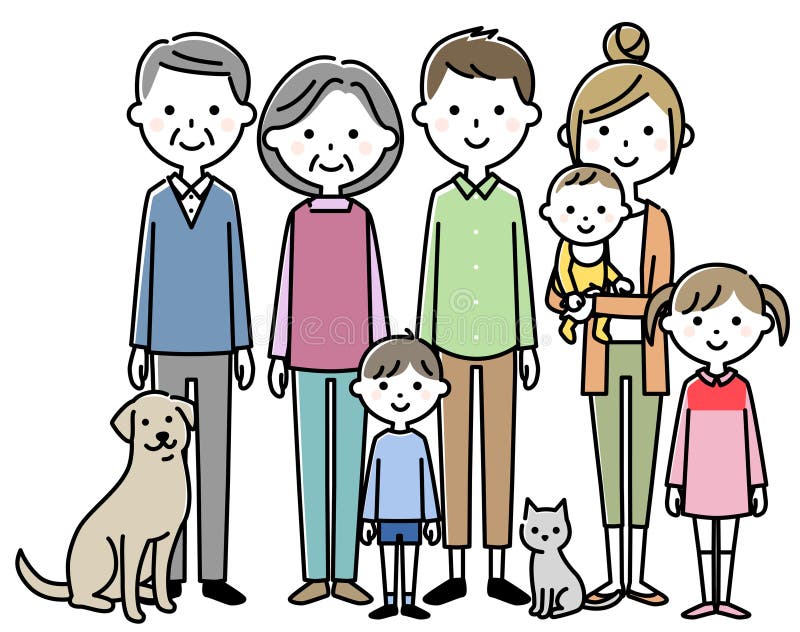 Happy Three Generation Family Stock Vector - Illustration of person ...