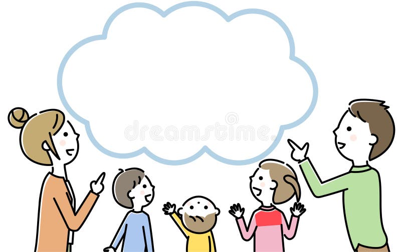 Happy Family, Speech Bubble Stock Vector - Illustration of girl ...