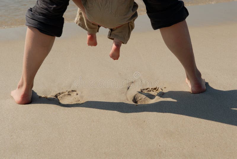 Feet on Sand - First Baby S Step Stock Photo - Image of foot, family ...