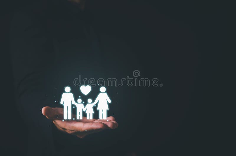 Family Abstract in Man Hand, Insurance Concept Stock Image - Image of ...