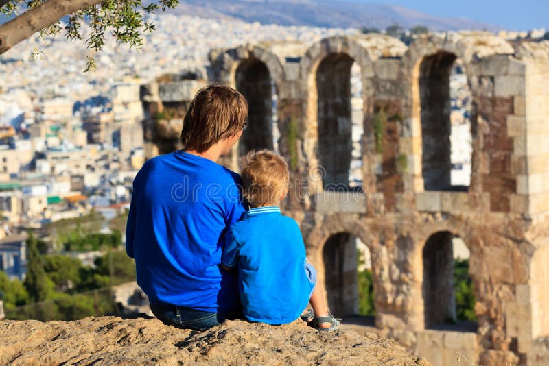 Family in Acropolis, Athens, Greece Stock Photo - Image of ancient ...
