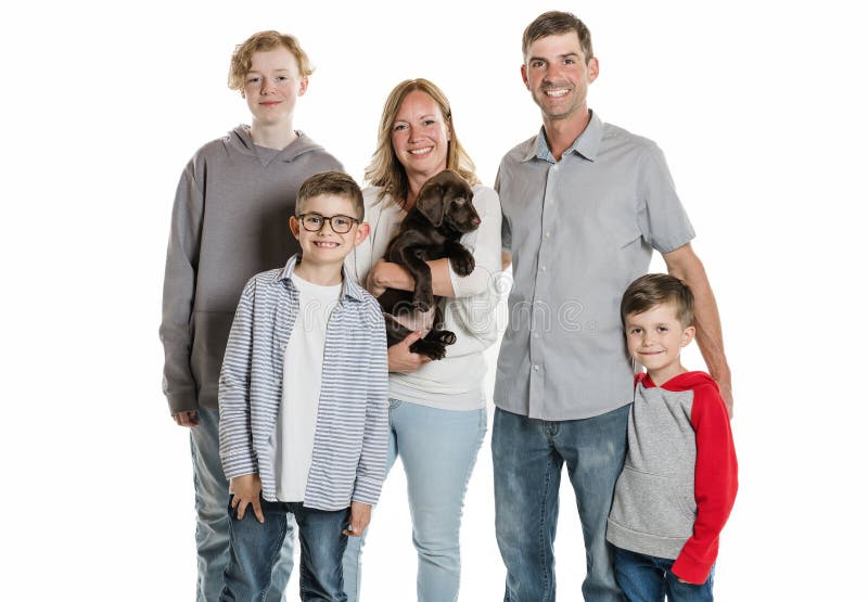 Family and the Adorable Young Happy Boys Looking at Camera. Stock Image ...
