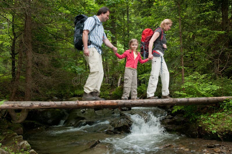 Family adventure stock photo. Image of footbridge, preschooler - 14915732