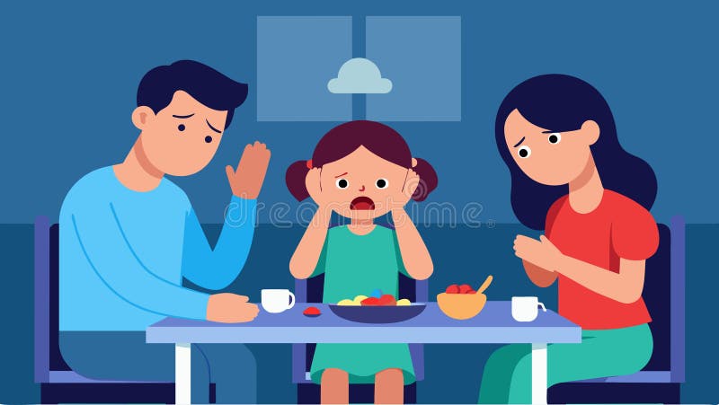 A Family Arguing and Crying at the Dinner Table As they Struggle To ...