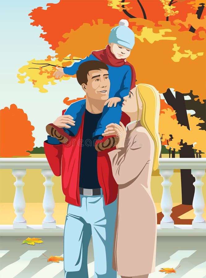 Family in autumn stock illustration. Illustration of autumn - 21232371