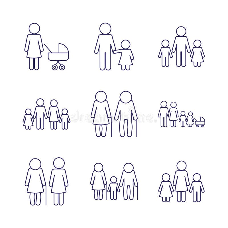 Family Avatars Silhouette Style Icon Set Vector Design Stock Vector ...