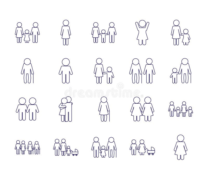 Family Avatars Silhouette Style Icon Set Vector Design Stock Vector ...